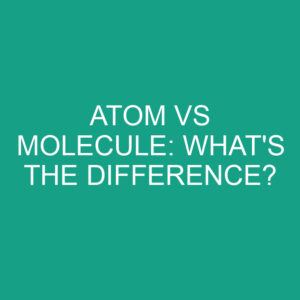 Atom Vs Molecule: What's The Difference? » Differencess