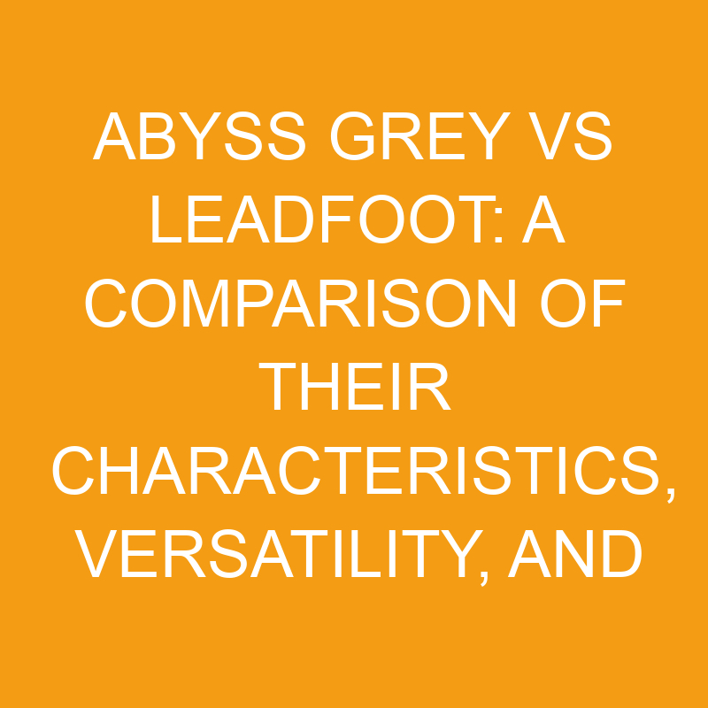 Abyss Grey Vs Leadfoot: Comparison Of Characteristics, Versatility, And ...