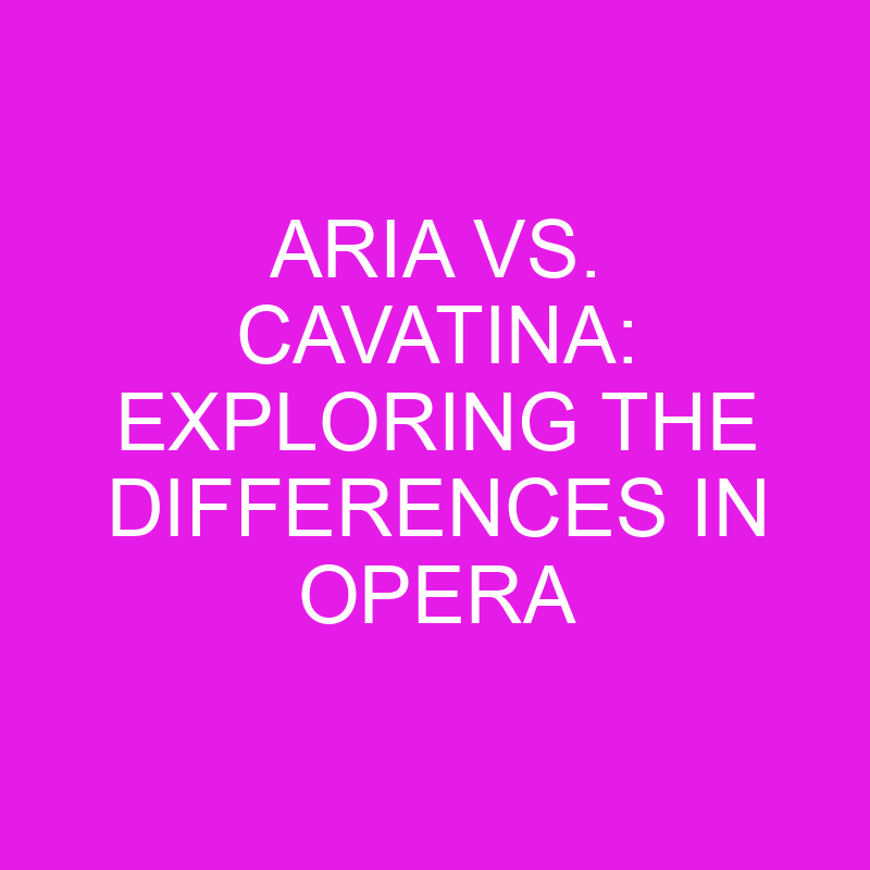 Aria Vs. Cavatina: Exploring The Differences In Opera » Differencess
