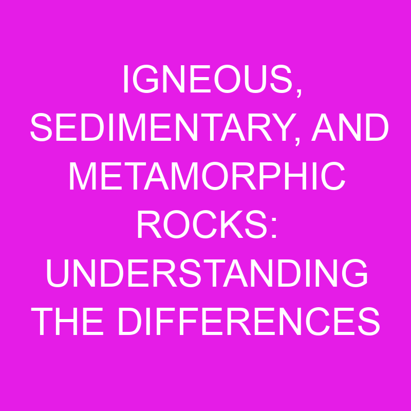Igneous, Sedimentary, And Metamorphic Rocks: Understanding The ...