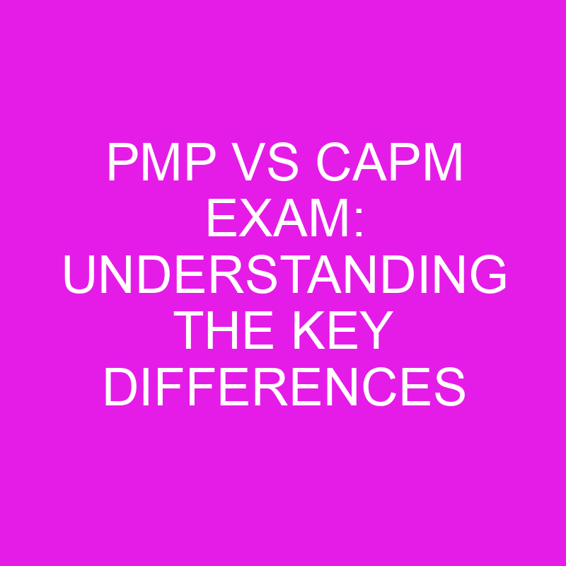 PMP Vs CAPM Exam: Understanding The Key Differences » Differencess