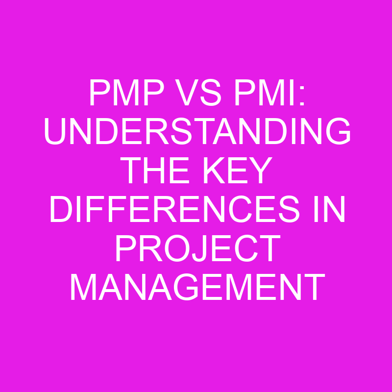 PMP Vs PMI: Understanding The Key Differences In Project Management ...