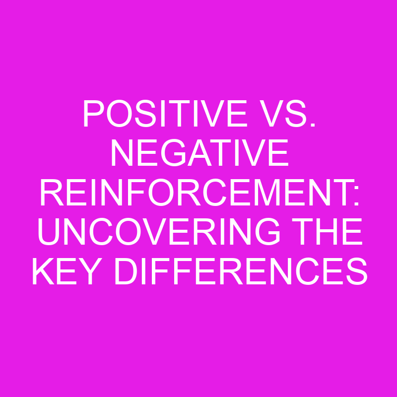 Positive Vs. Negative Reinforcement: Uncovering The Key Differences ...