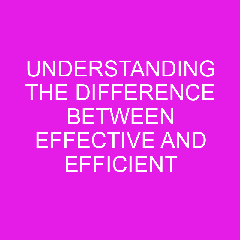 Understanding The Difference Between Effective And Efficient » Differencess Understanding The Difference Between Effective And Efficient » Differencess