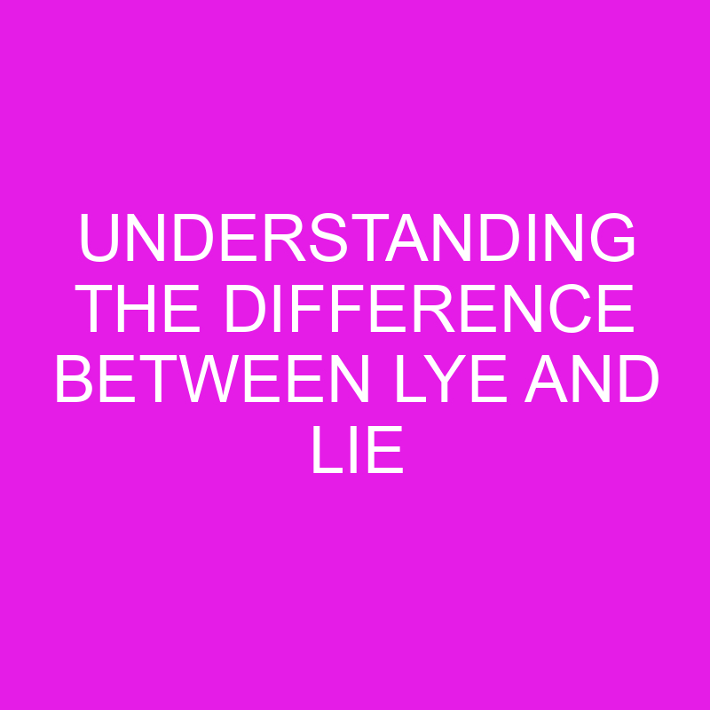 Understanding The Difference Between Lye And Lie » Differencess