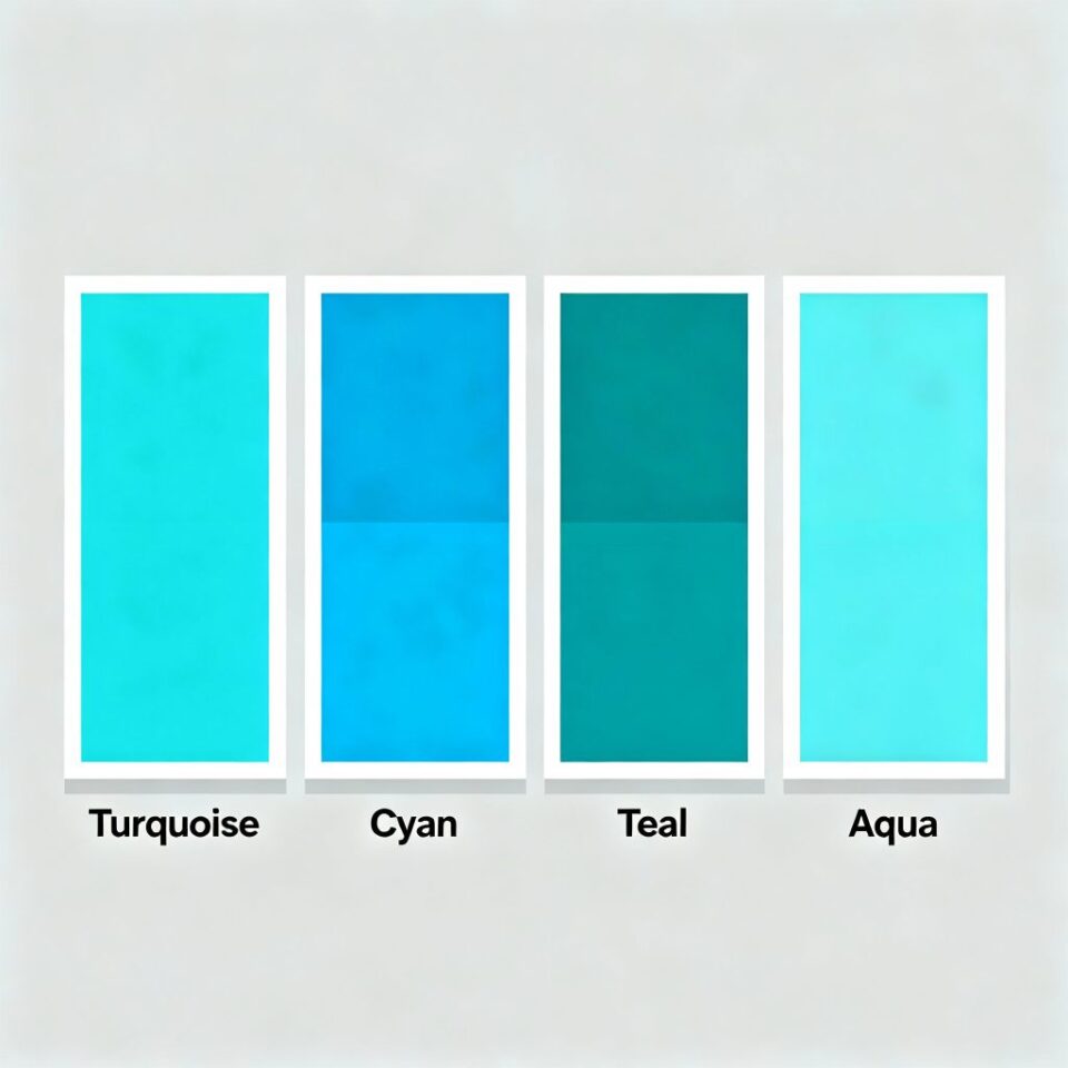 Turquoise Vs Cyan Vs Teal Vs Aqua » Differencess